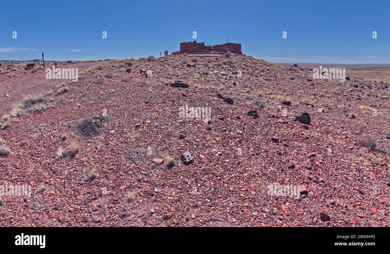 The historic Agate House on a hill in Petrified Forest National Park ...