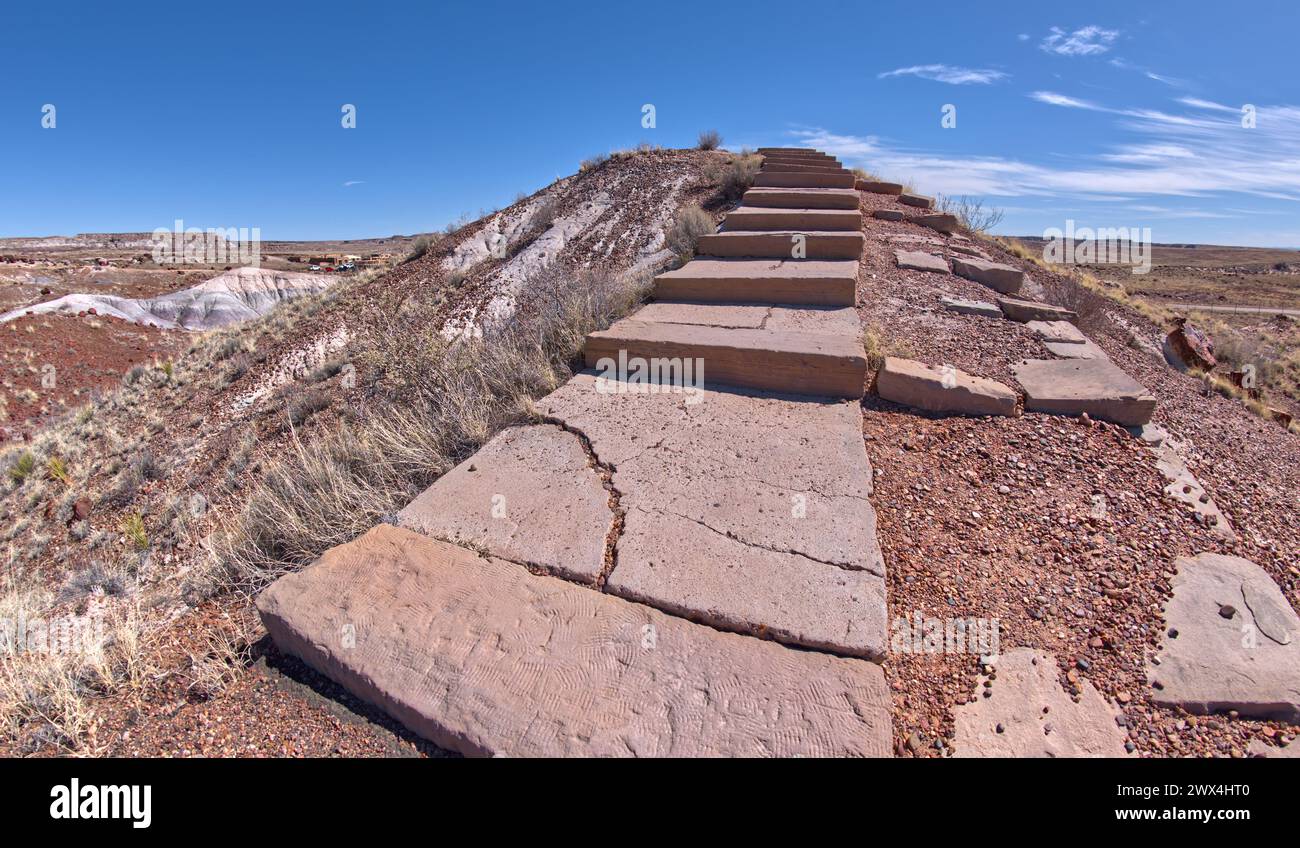 Steps along the Giant Logs Trail leading to a scenic overlook in ...