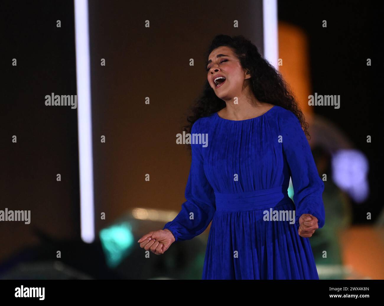 Kassel, Germany. 27th Mar, 2024. Nadja Benaissa, singer, takes to the ...