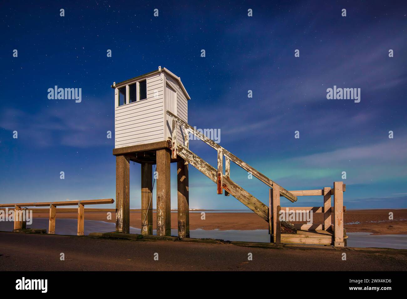 A view at night under moonlight with a clear sky and the northern ...