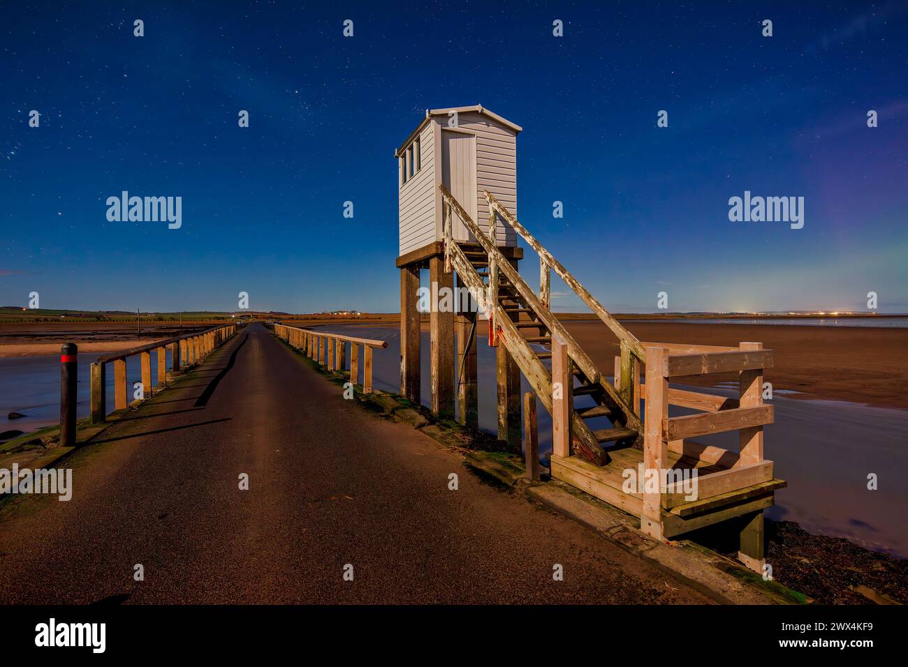 A view at night under moonlight with a clear sky and the northern ...