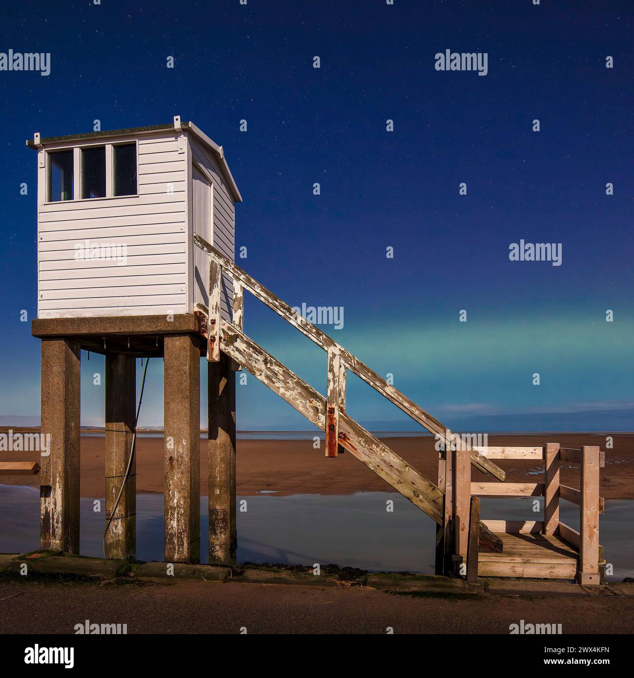 A view at night under moonlight with a clear sky and the northern ...