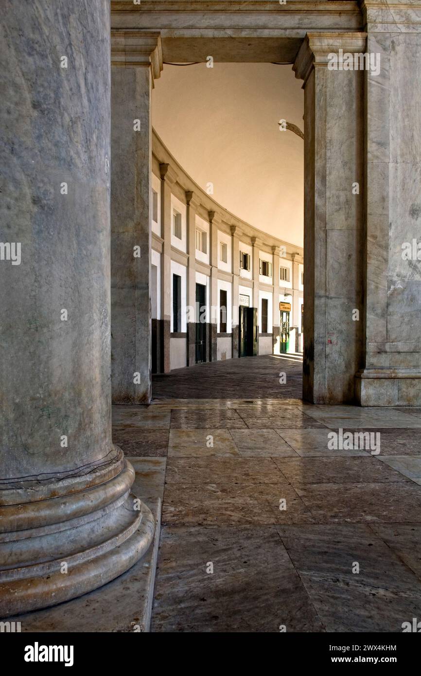Italy Campania Naples Piazza Plebiscito colums of church of San ...