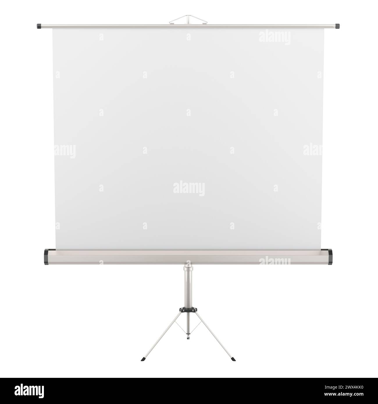 Projector screen with stand, 3D rendering isolated on white background ...