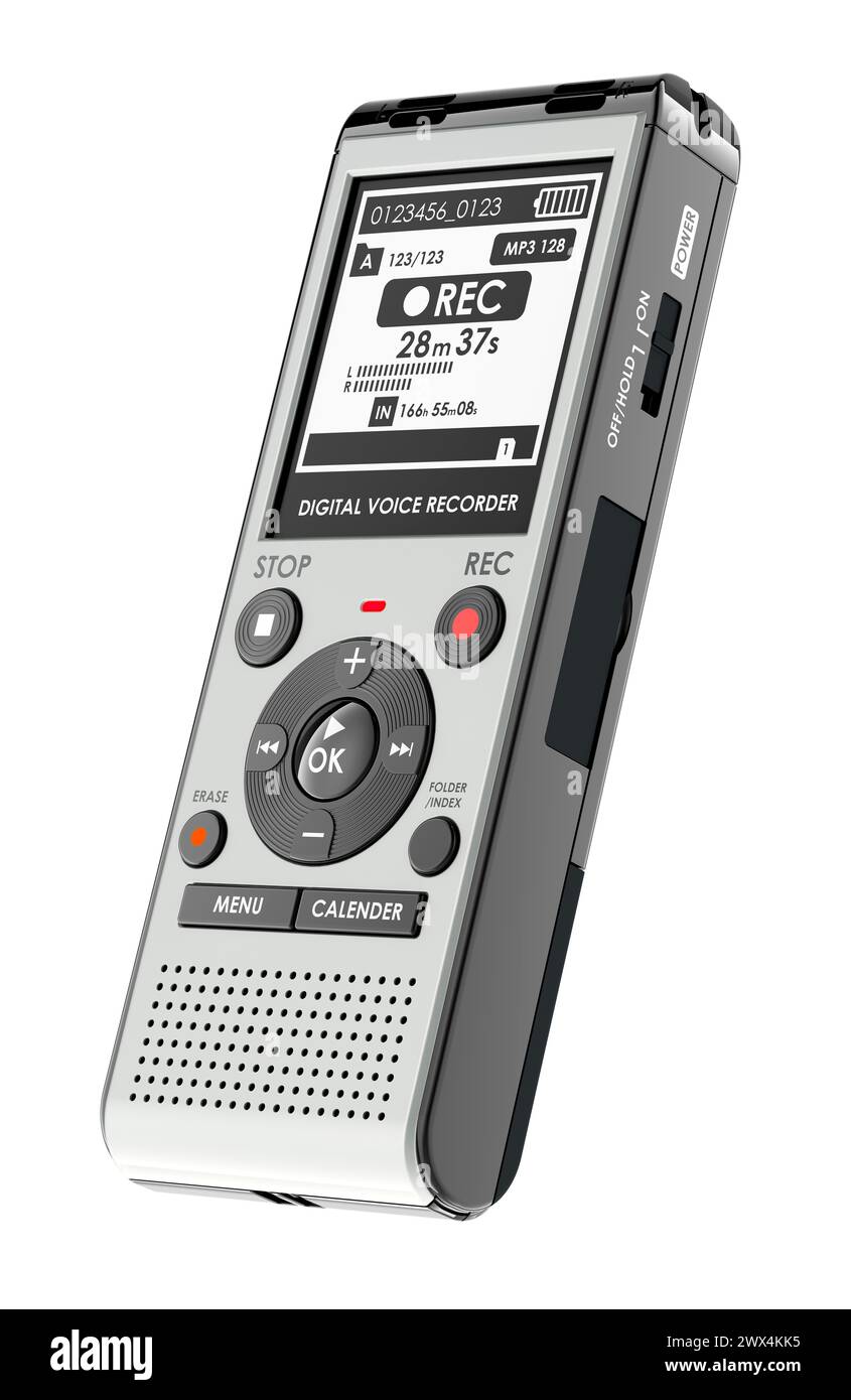 Digital voice recorder, dictaphone. 3D rendering isolated on white ...
