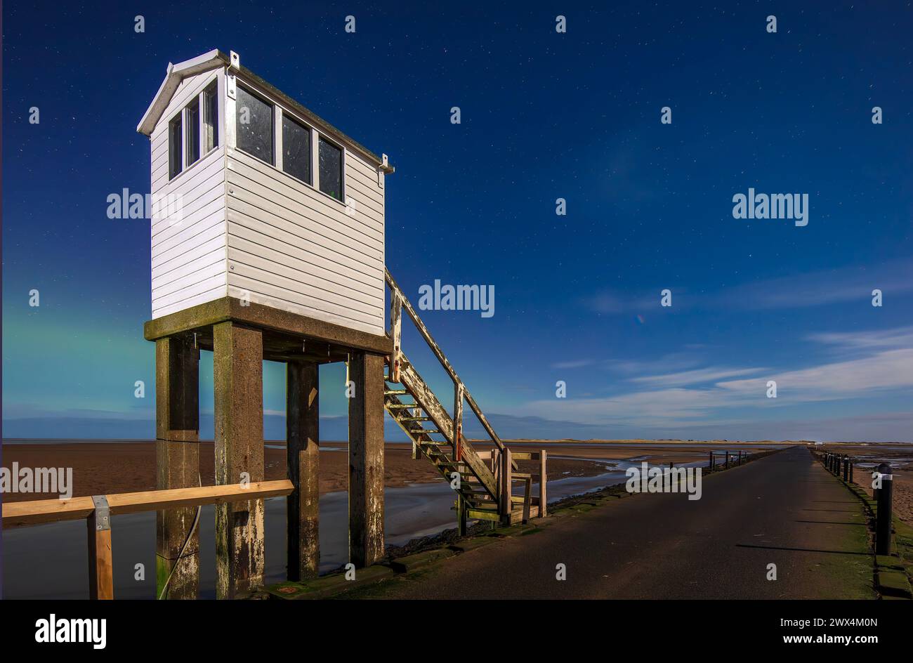 A view at night under moonlight with a clear sky and the northern ...