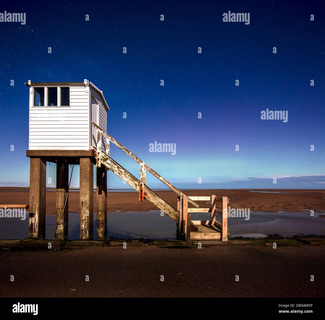 A view at night under moonlight with a clear sky and the northern ...