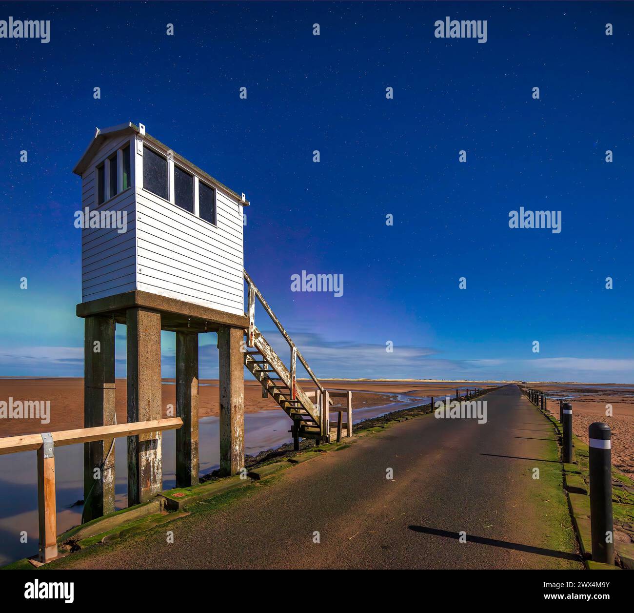 A view at night under moonlight with a clear sky and the northern ...