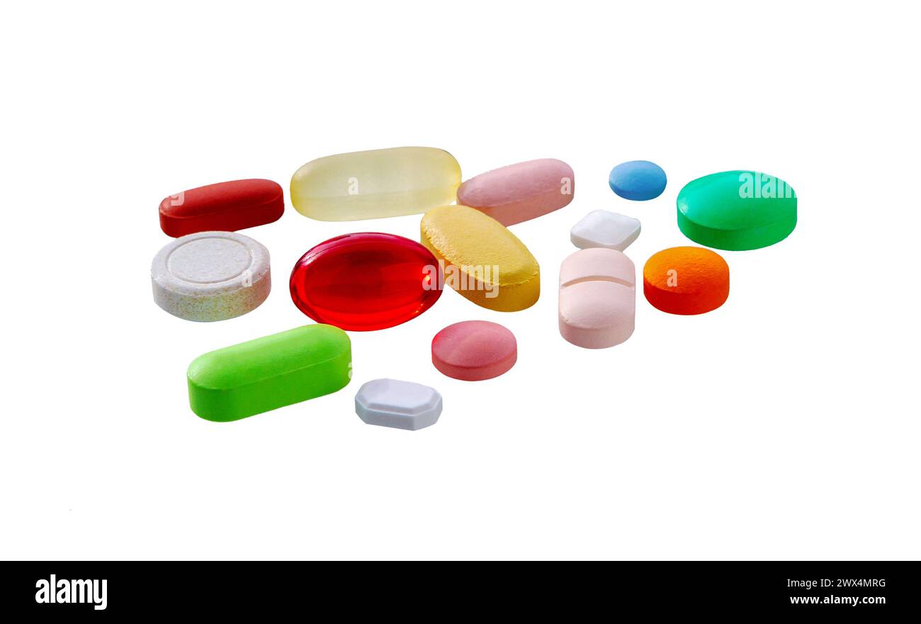 White tablets capsules different Cut Out Stock Images & Pictures - Alamy