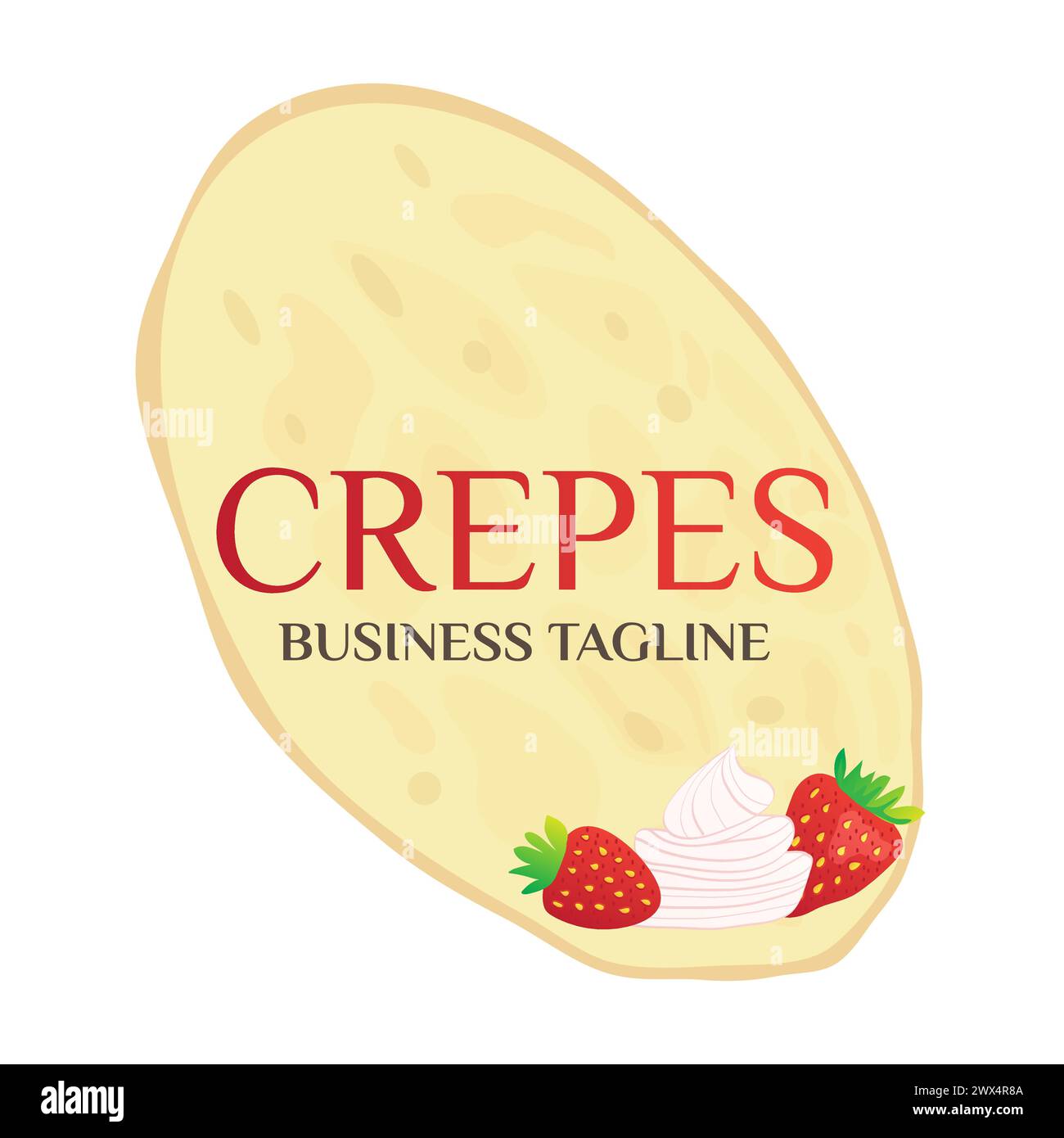Pancakes or Crepes Dessert Logo with Cream and Strawberry Stock Vector ...