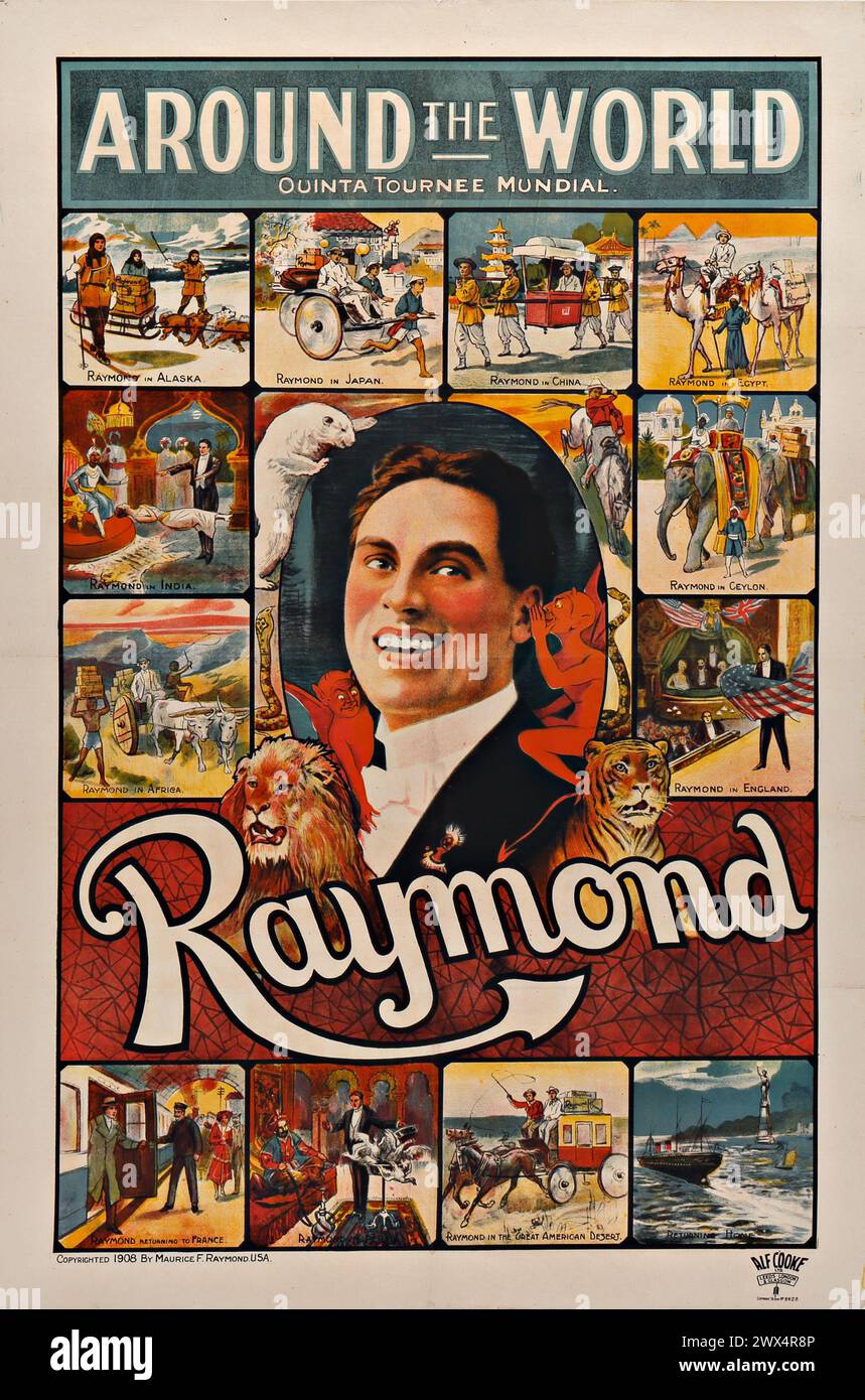 Vintage Magician Performer Posters. Raymond, Around the World tour ...