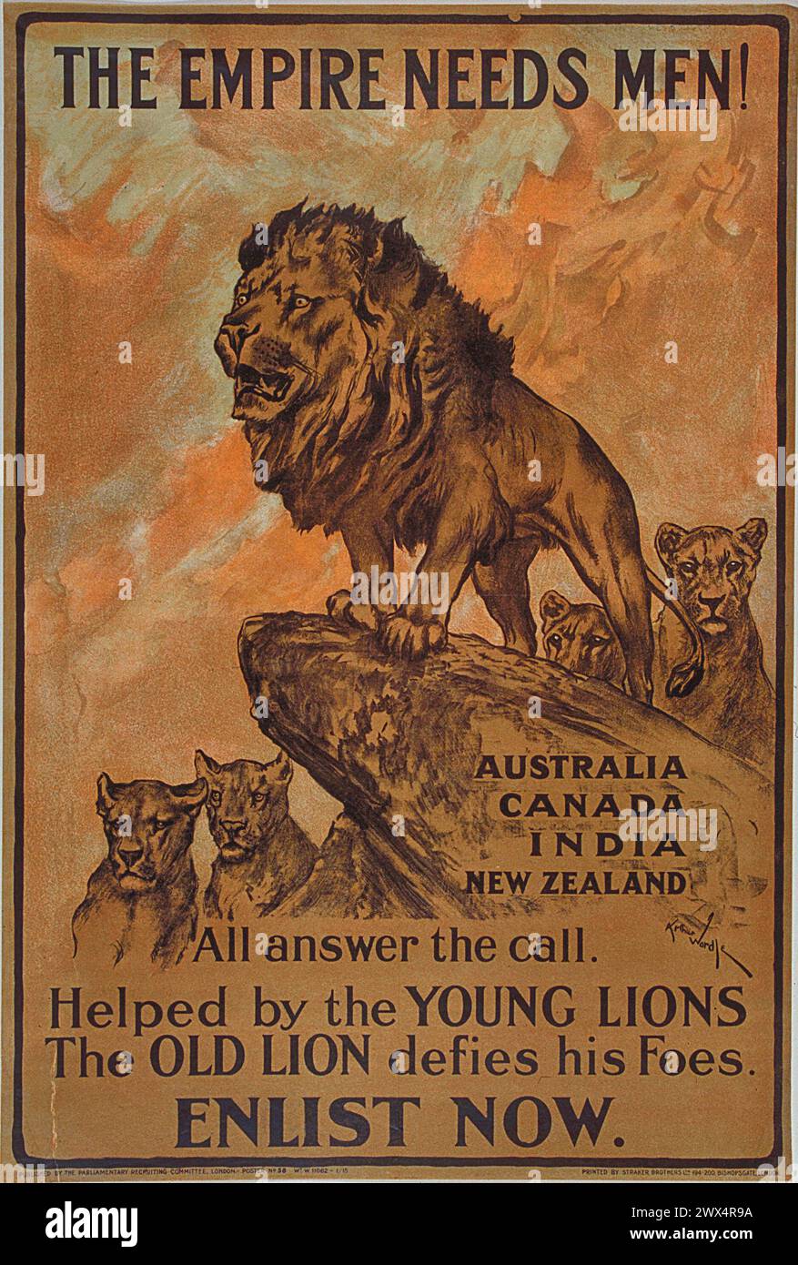 Vintage WWI War Poster. "The Empire Needs Men!", British Empire ...