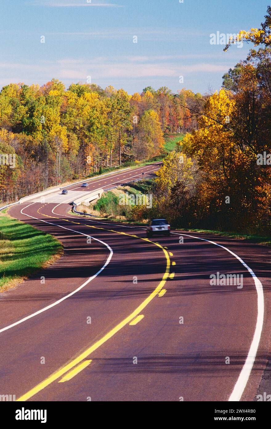 Autumn view; winding rural road; Mountain View Road; Rt 463; Nockamixon ...
