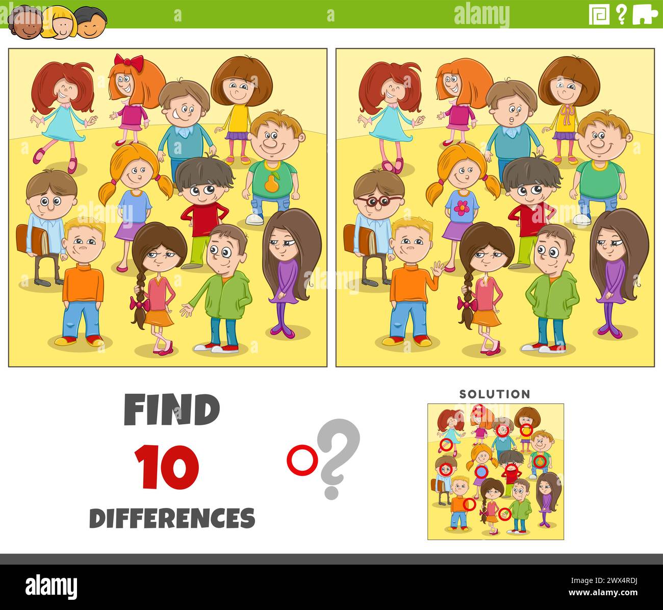 Cartoon illustration of finding the differences between pictures ...