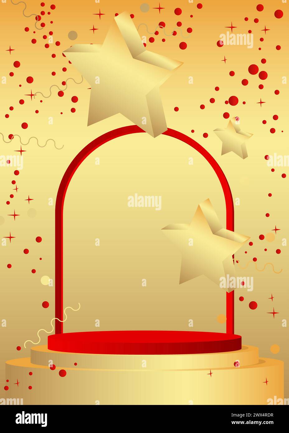 Red and gold mockup product display. Vector cylinder pedestal podium ...
