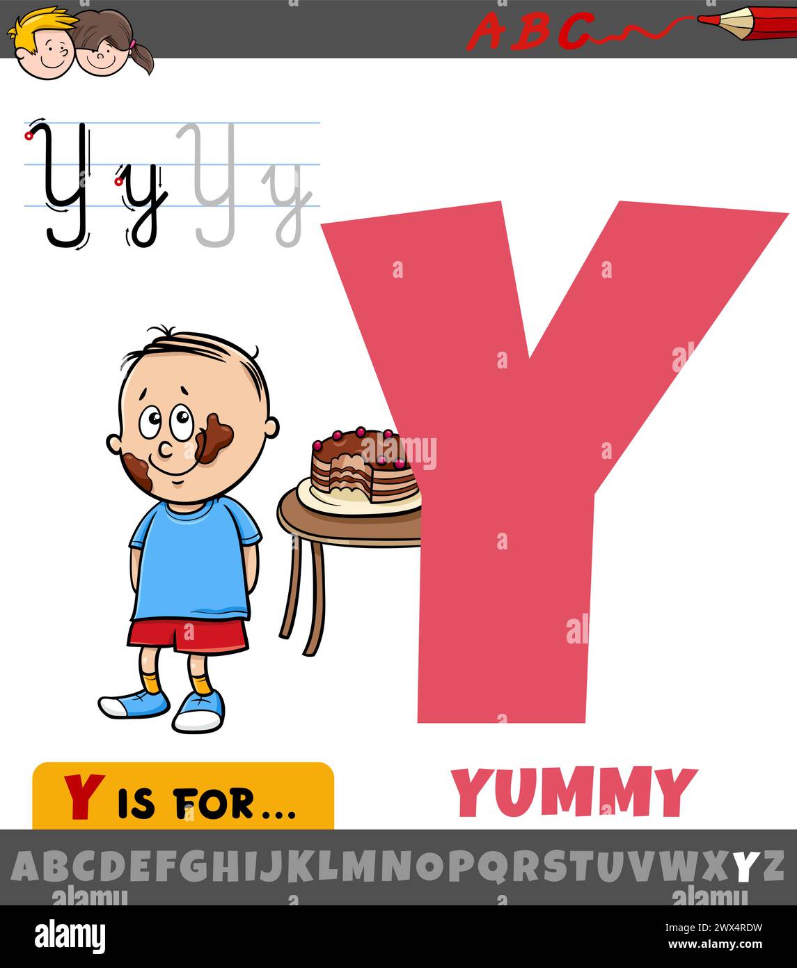 Educational cartoon illustration of letter Y from alphabet with yummy ...