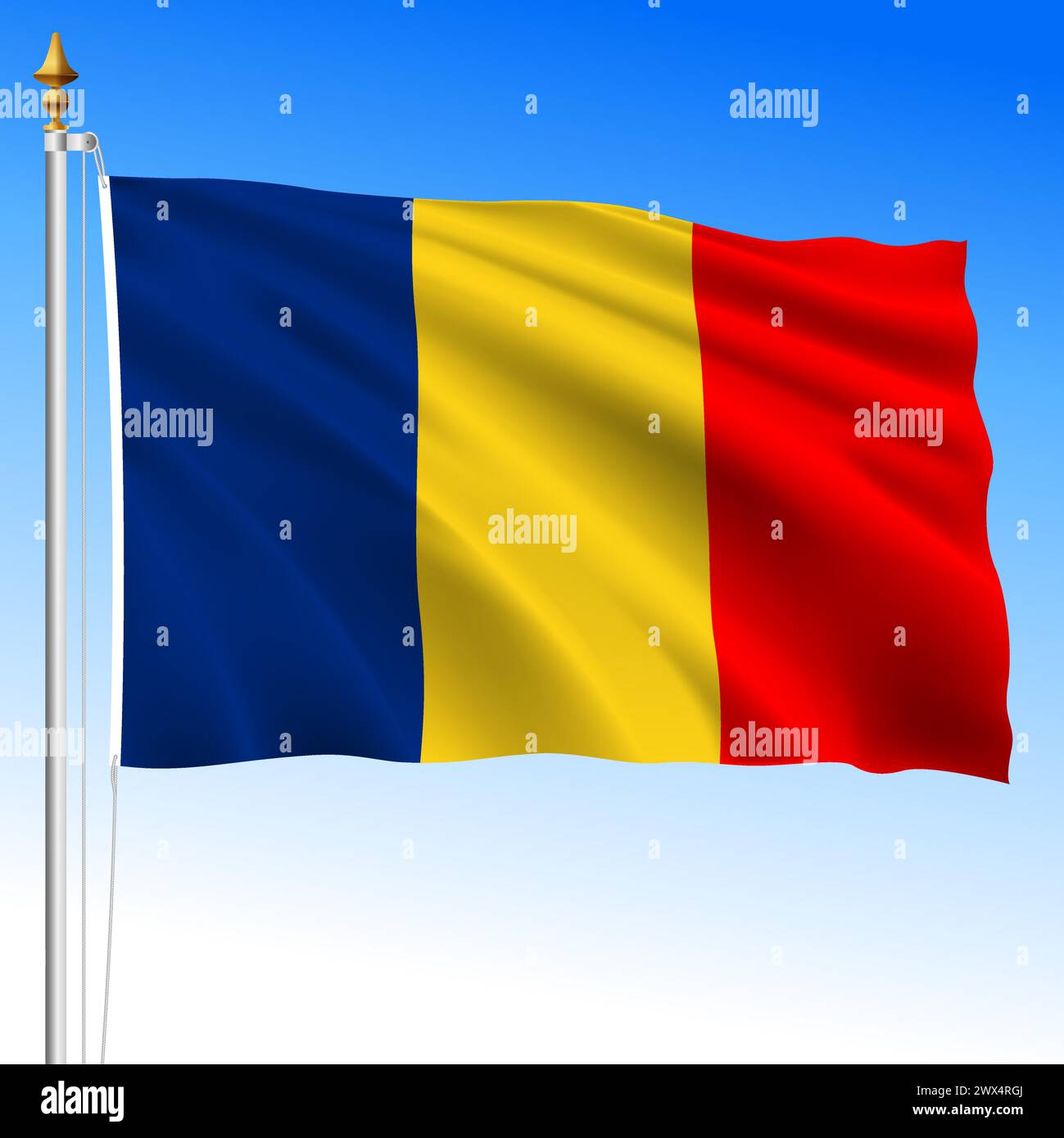 Romania official national waving flag, European Union, vector ...
