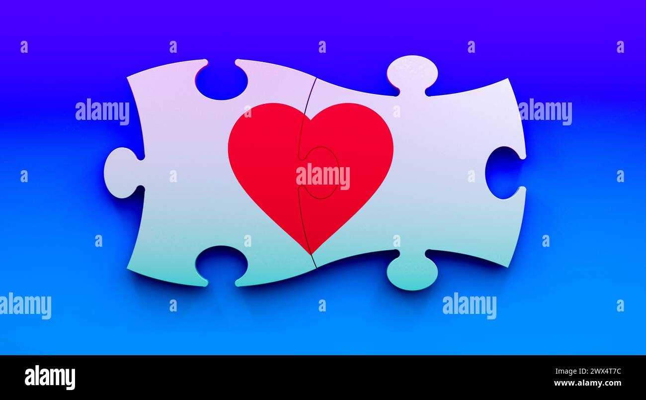 Jigsaw puzzle heart vector hi-res stock photography and images - Alamy