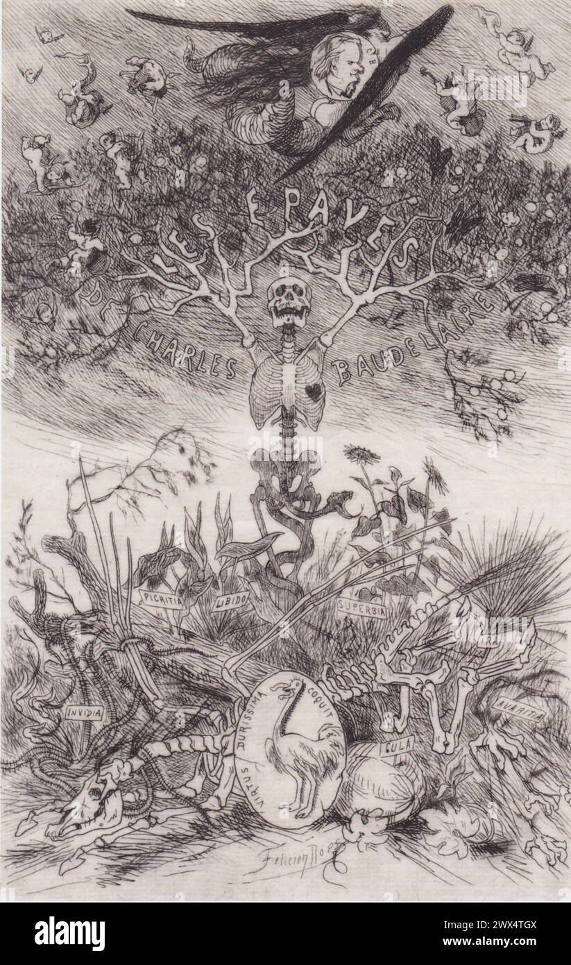 Frontispiece for Les Épaves by Baudelaire (1868) etching (16 x 13,3 cm ...