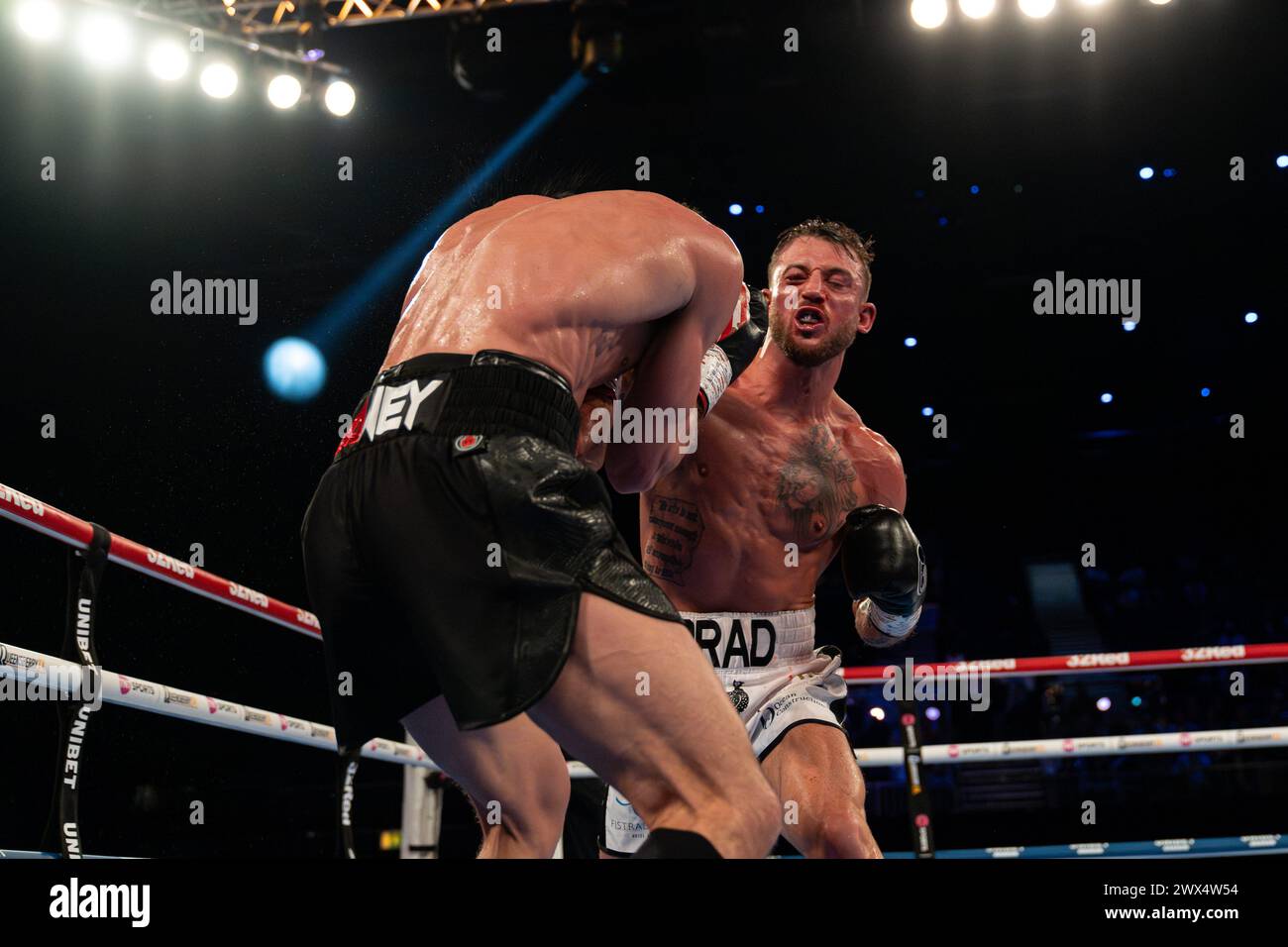 Nathan Heaney vs Brad Pauls for the British Middleweight Title Stock ...