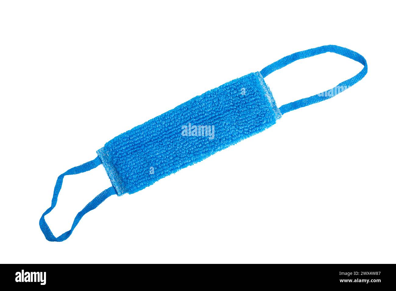 Blue washcloth made of polypropylene threads with handles for washing ...