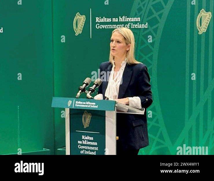 Minister for Justice Helen McEntee speaks to the media at the ... Minister for Justice Helen McEntee speaks to the media at the ...