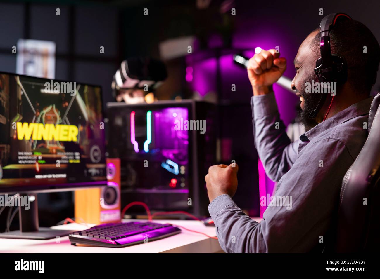 Man throwing fist in air hi-res stock photography and images - Alamy
