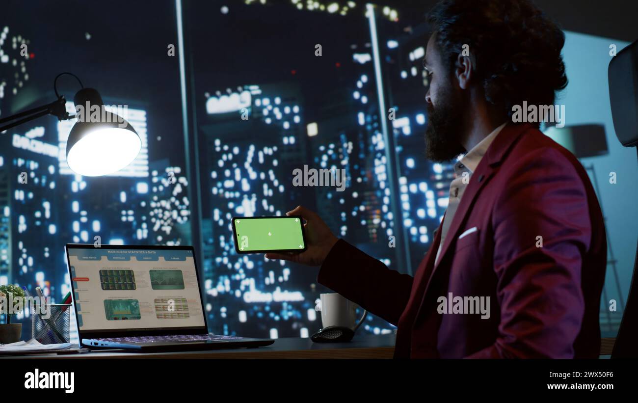 Business owner using greenscreen hi-res stock photography and images ...