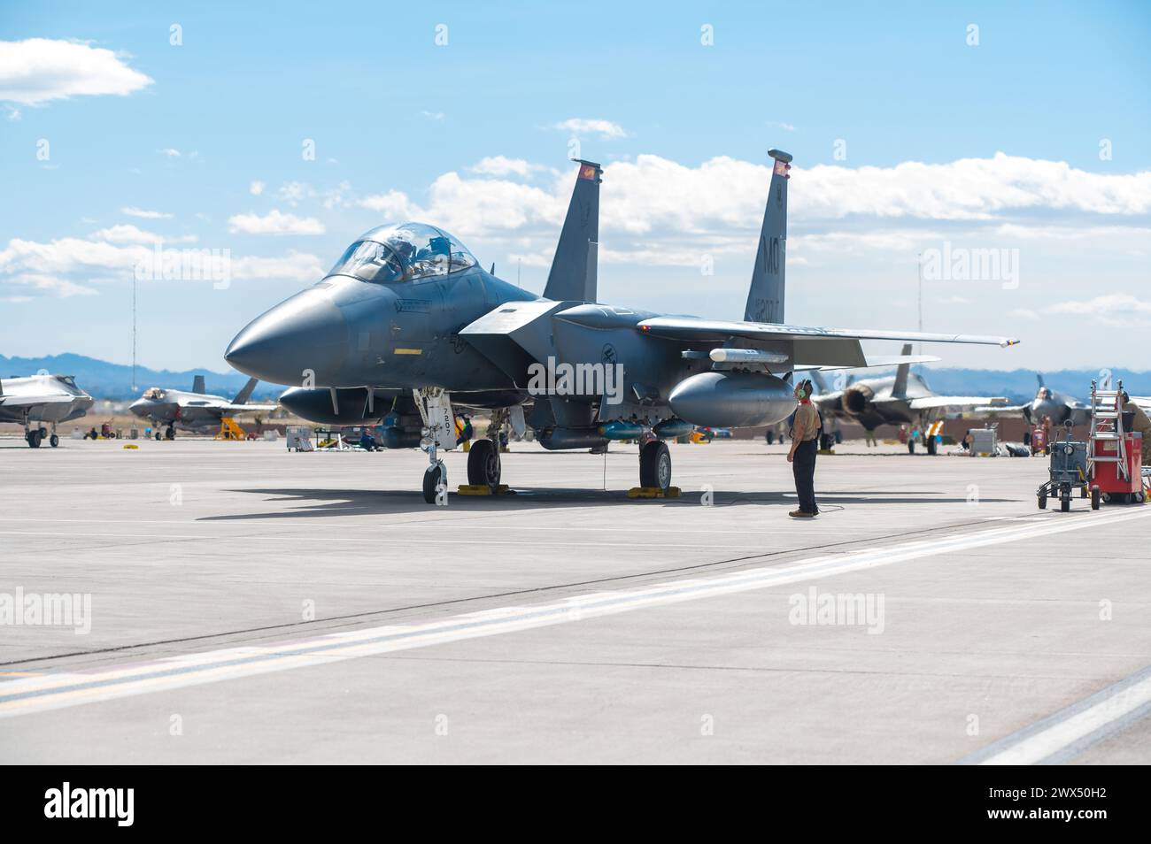 U.S. Air Force F-15E Strike Eagle prepares to take off in support of ...