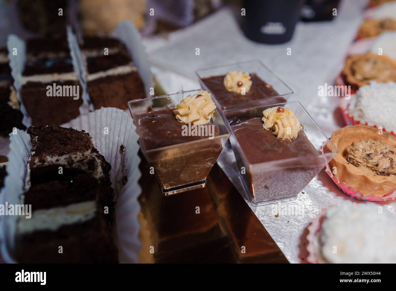 Sweet cakes at a wedding banquet. Catering, sweet festive buffet ...