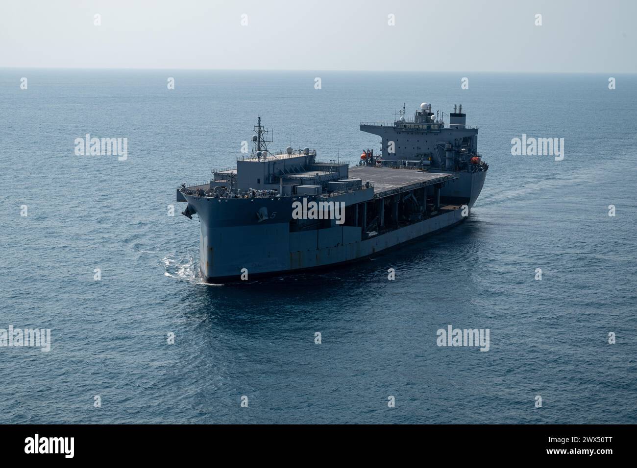 The Lewis B. Puller-class expeditionary mobile base USS Miguel Keith (ESB 5) steams in the Gulf ...