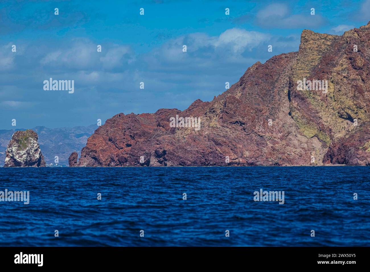 rock, hill and mountain rock formation on the seashore between Guaymas ...