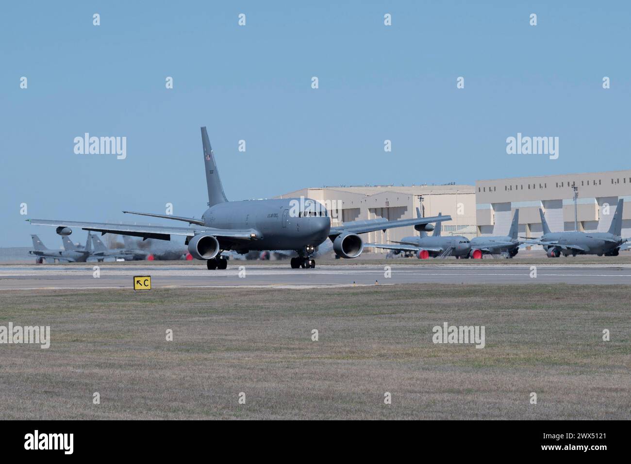 A KC-46A Pegasus, with Wing Aerial Refueling Pods (WARPs) attached ...