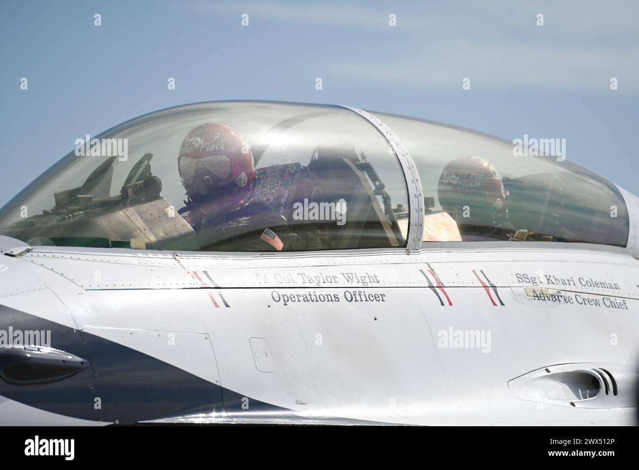 U.S. Air Force Lt. Col. Taylor Wight, left, and Staff Sgt. Khari ...