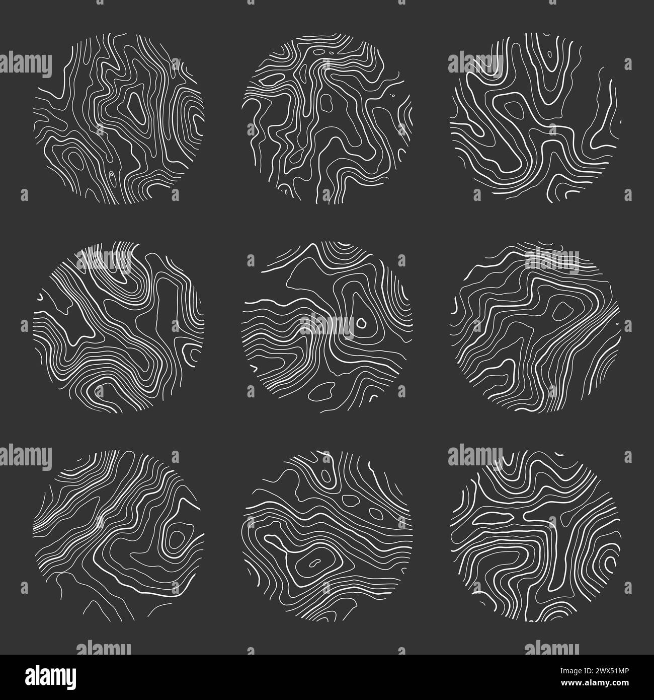 Topographic map with contour lines. Geographic terrain grid, relief ...