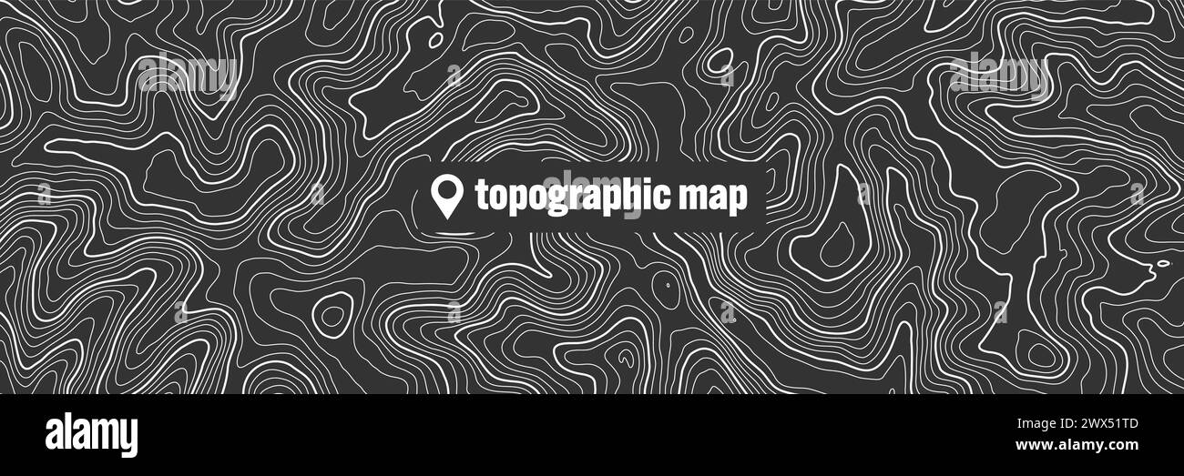 Topographic map with contour lines. Geographic terrain grid, relief ...