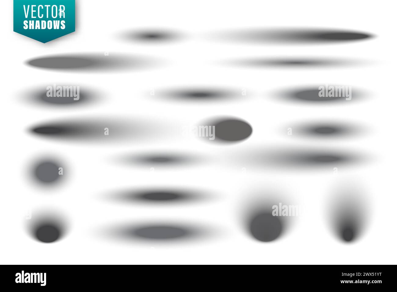 Realistic shadow effect. Round shadows collection isolated on white ...