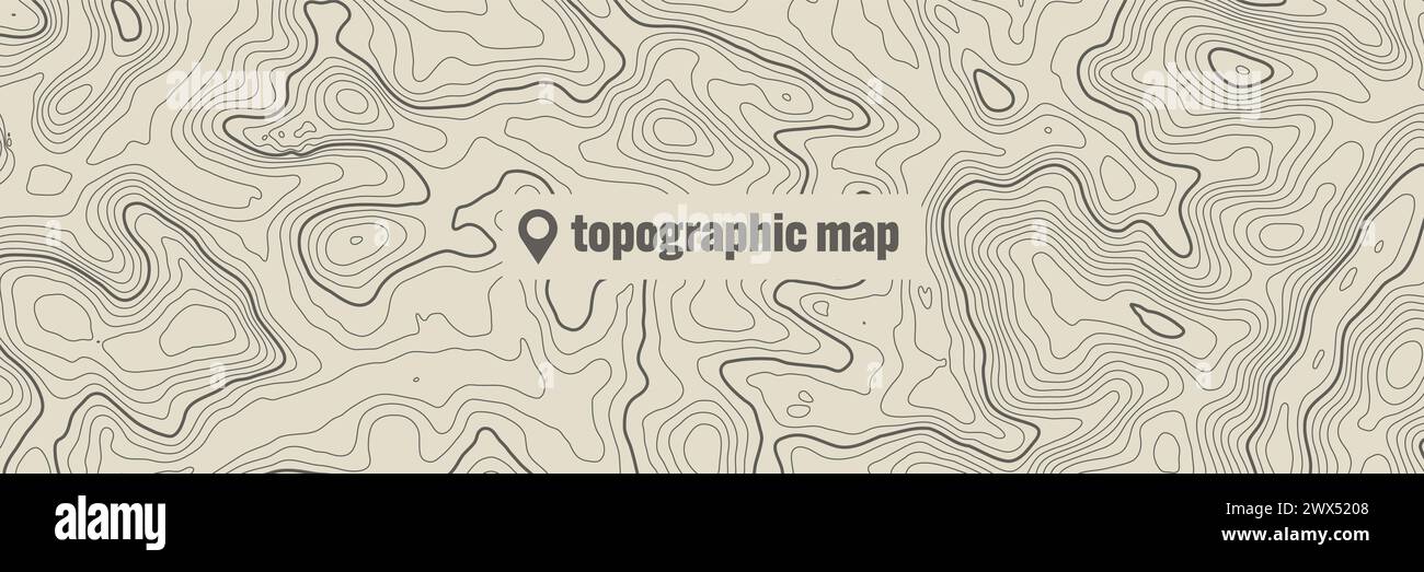 Topographic map with contour lines. Geographic terrain grid, relief ...