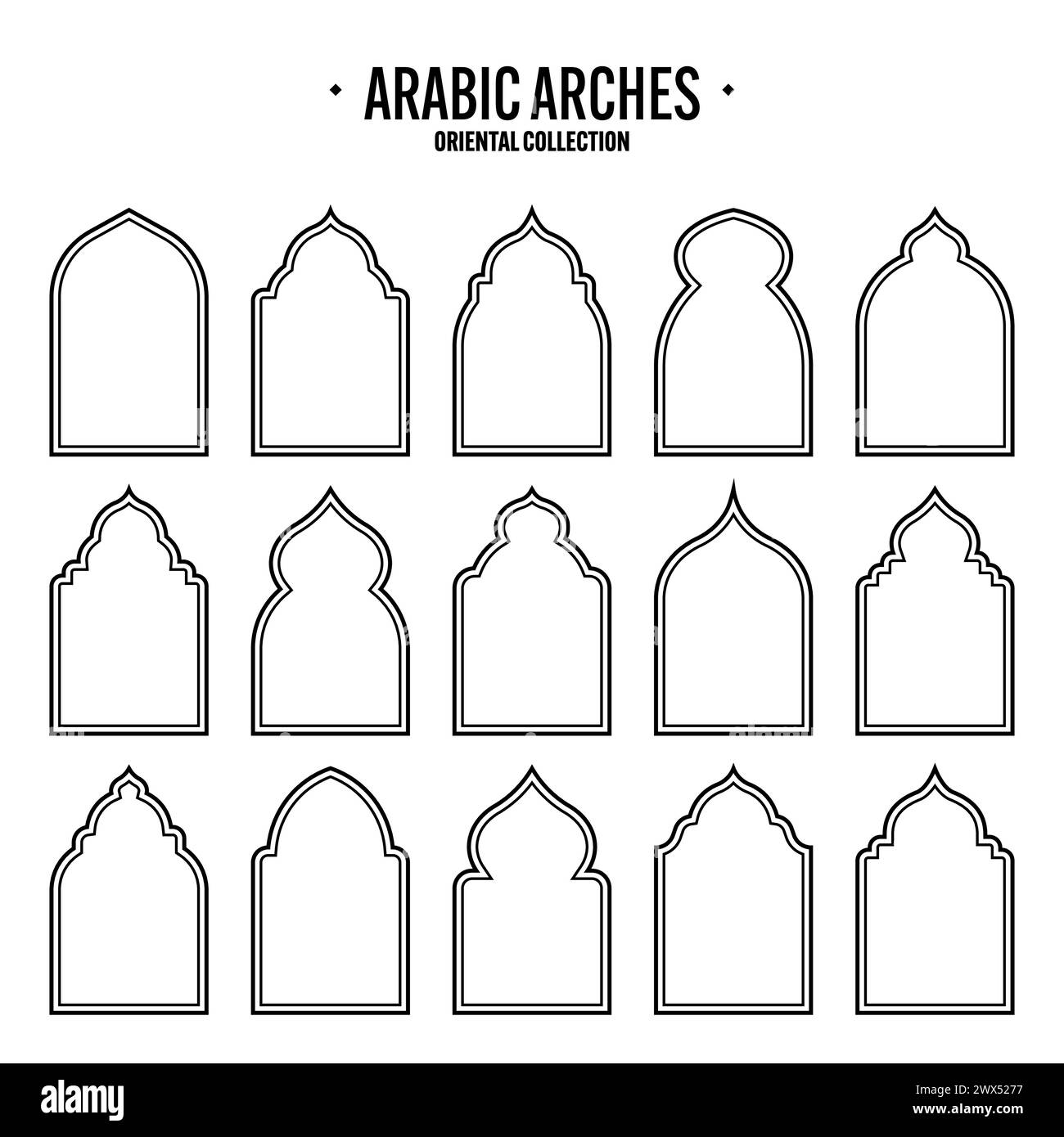 Islamic frames, oriental style objects. Arabic shapes, windows and ...