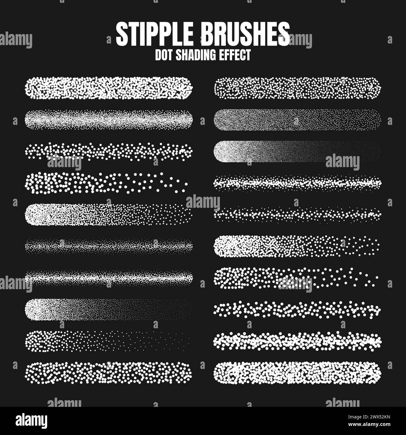 Stipple scatter brush, ink drawing and texturing. Fading gradient ...