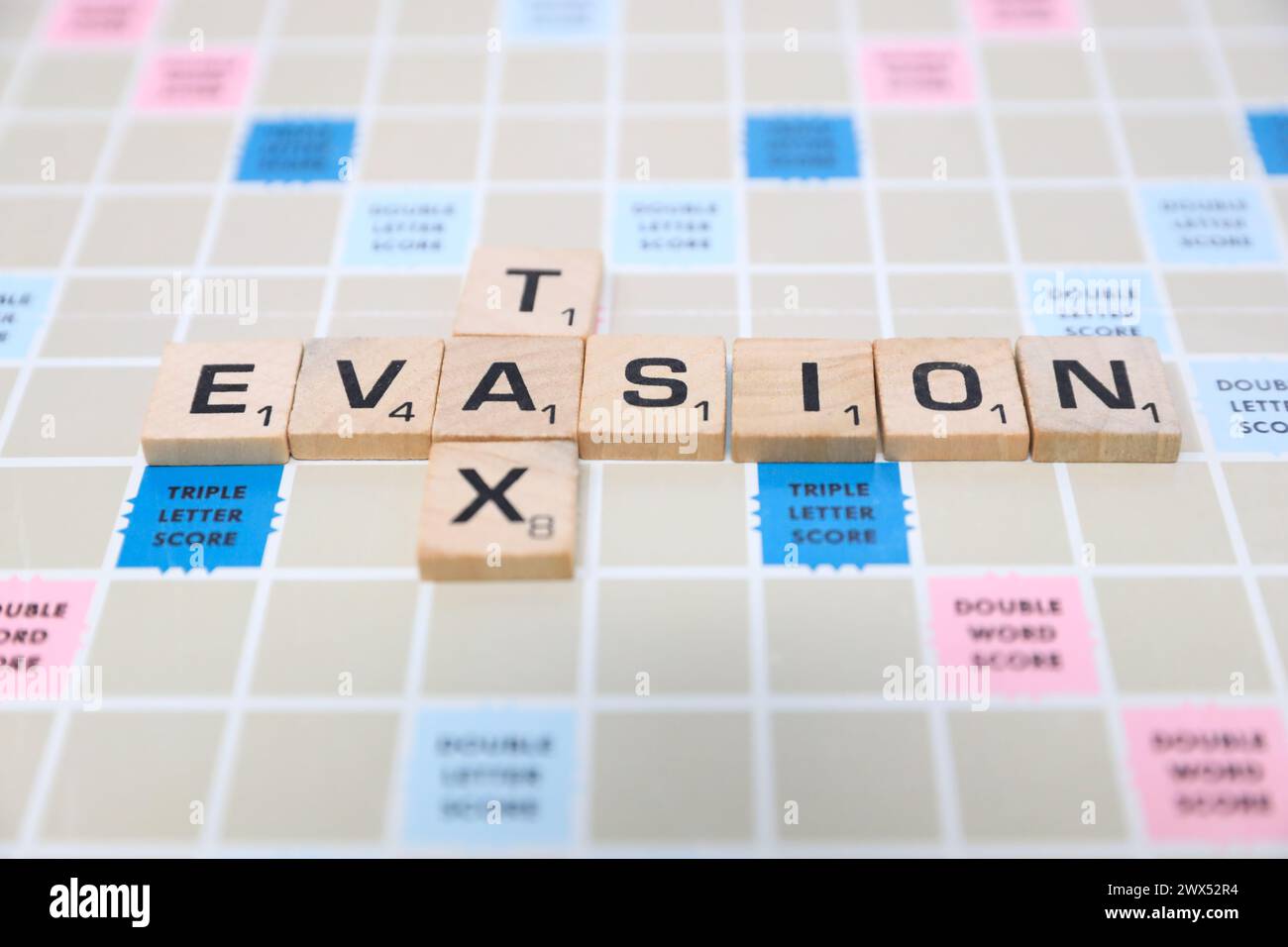 Word Tiles Spelling Common Themes Stock Photo - Alamy
