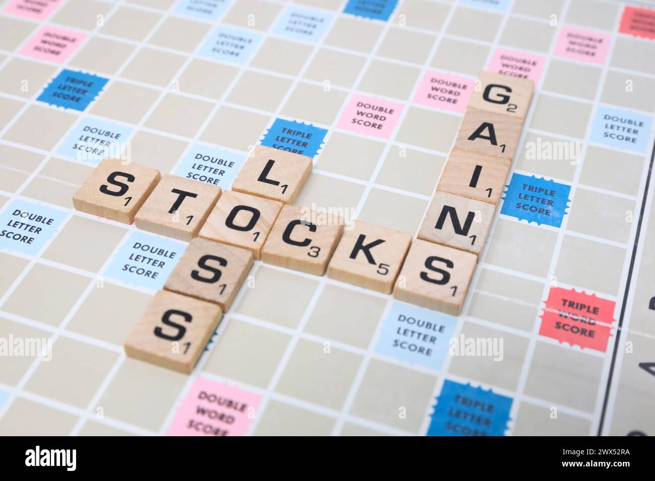 Word Tiles Spelling Common Themes Stock Photo - Alamy