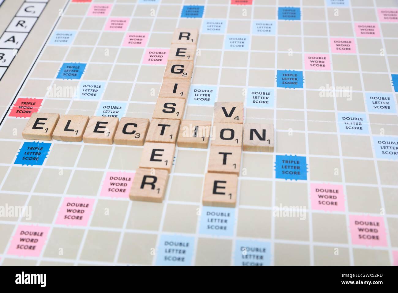 Word Tiles Spelling Common Themes Stock Photo - Alamy