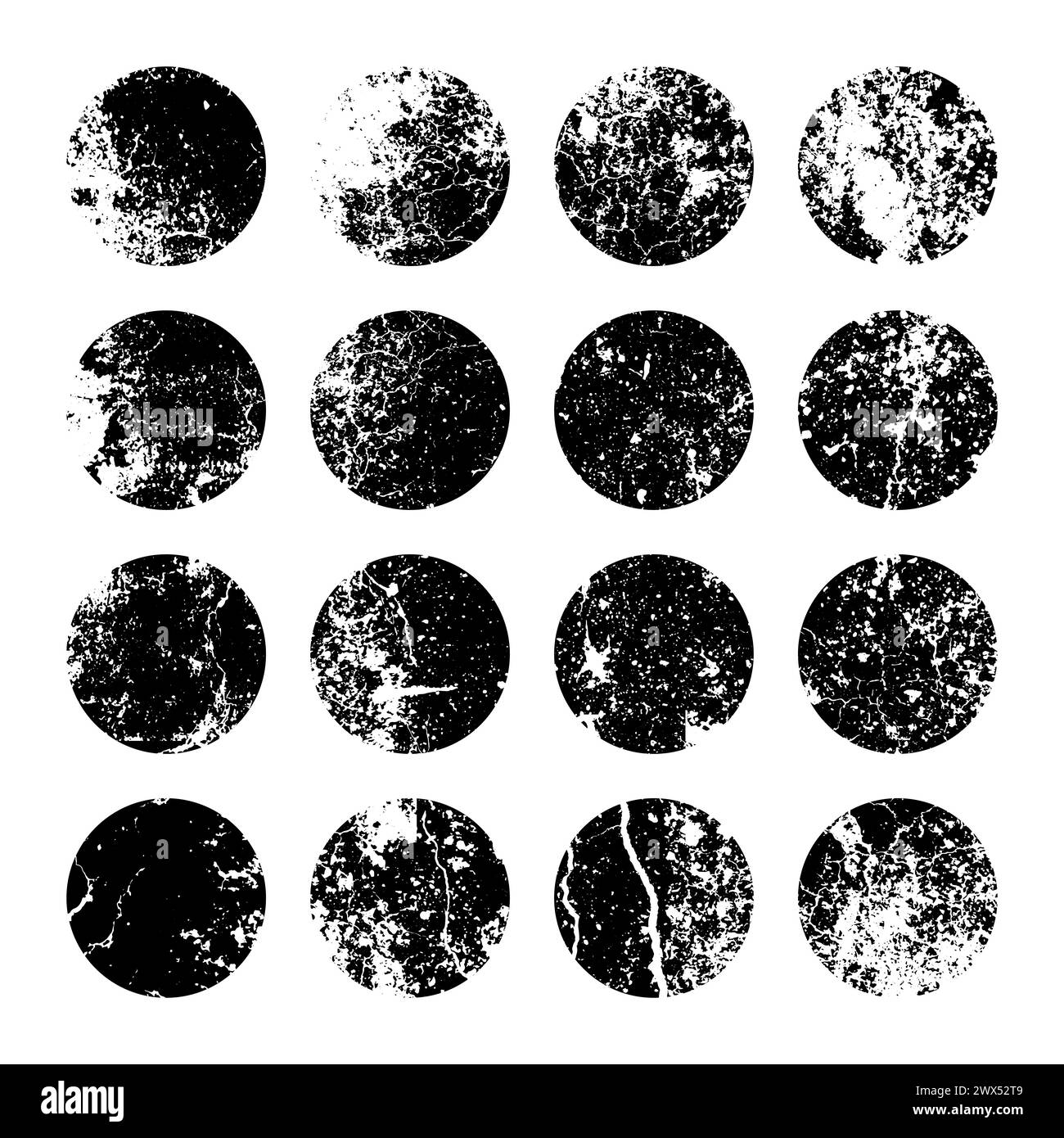 Grunge circles with stains and scratches. Circle brush stroke, round ...