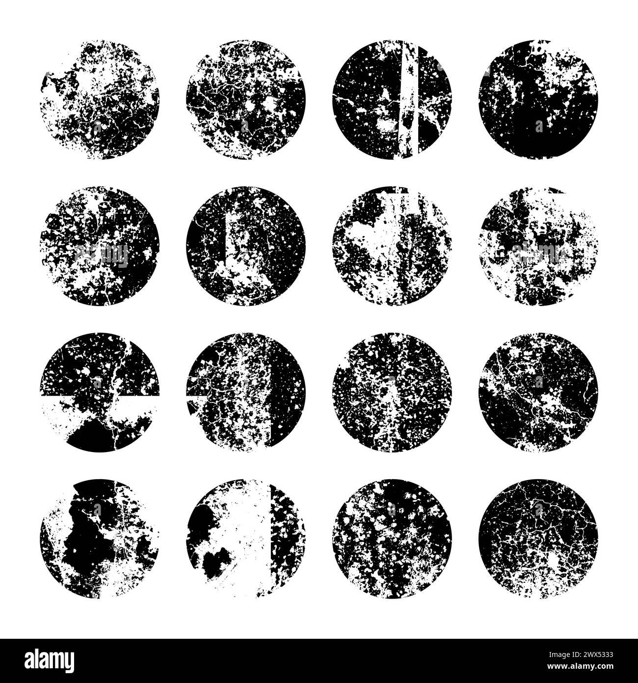 Grunge circles with stains and scratches. Circle brush stroke, round ...
