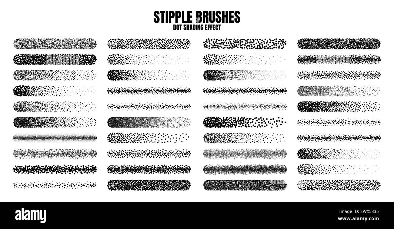 Stipple scatter brush, ink drawing and texturing. Fading gradient ...