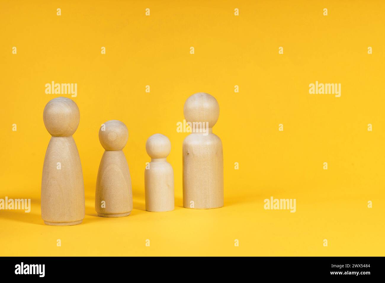 Family people figures on yellow background. Concept of family, values ...