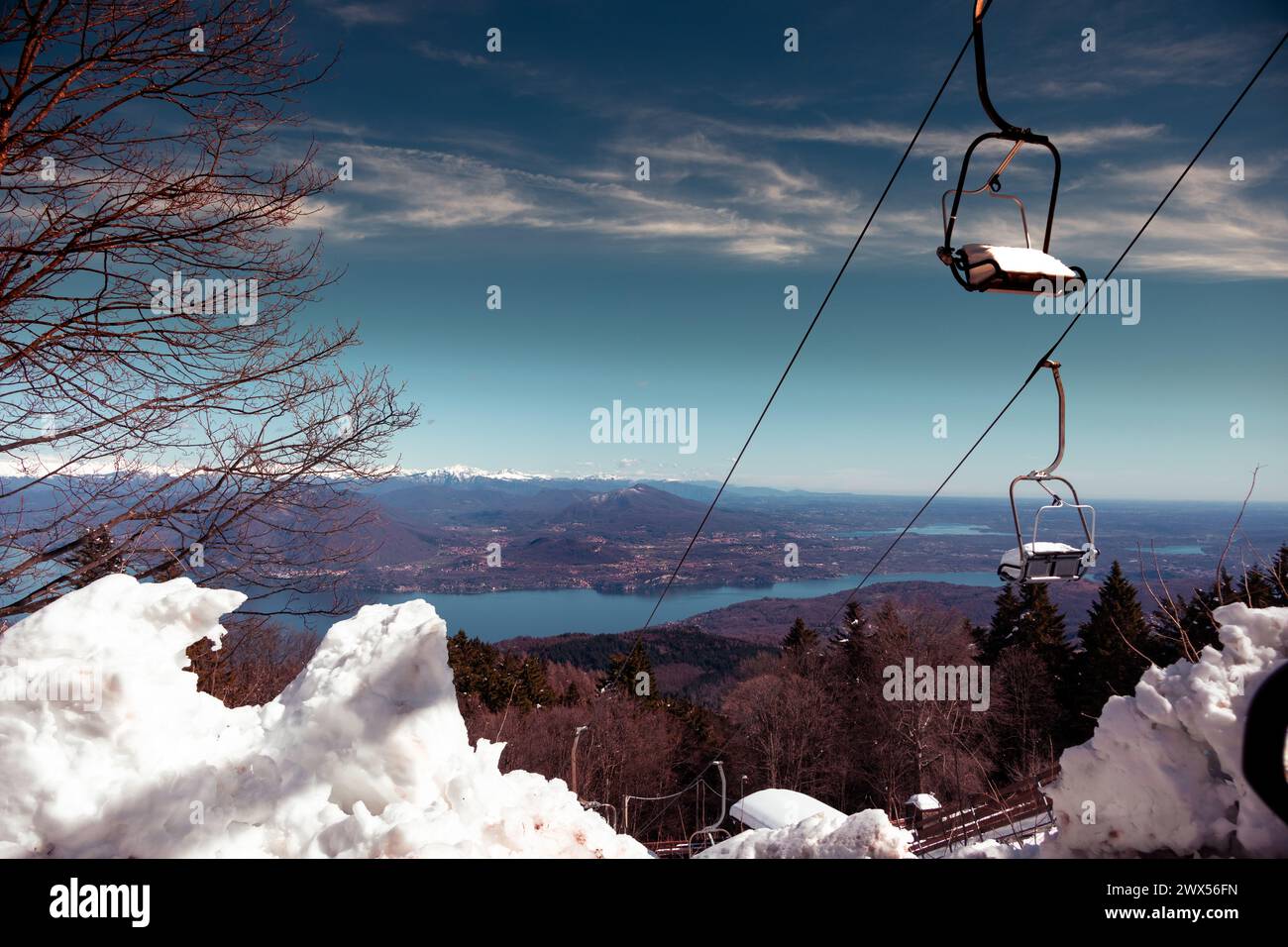 Suggestive view from Mottarone mountain (Stresa side) on a winter ...