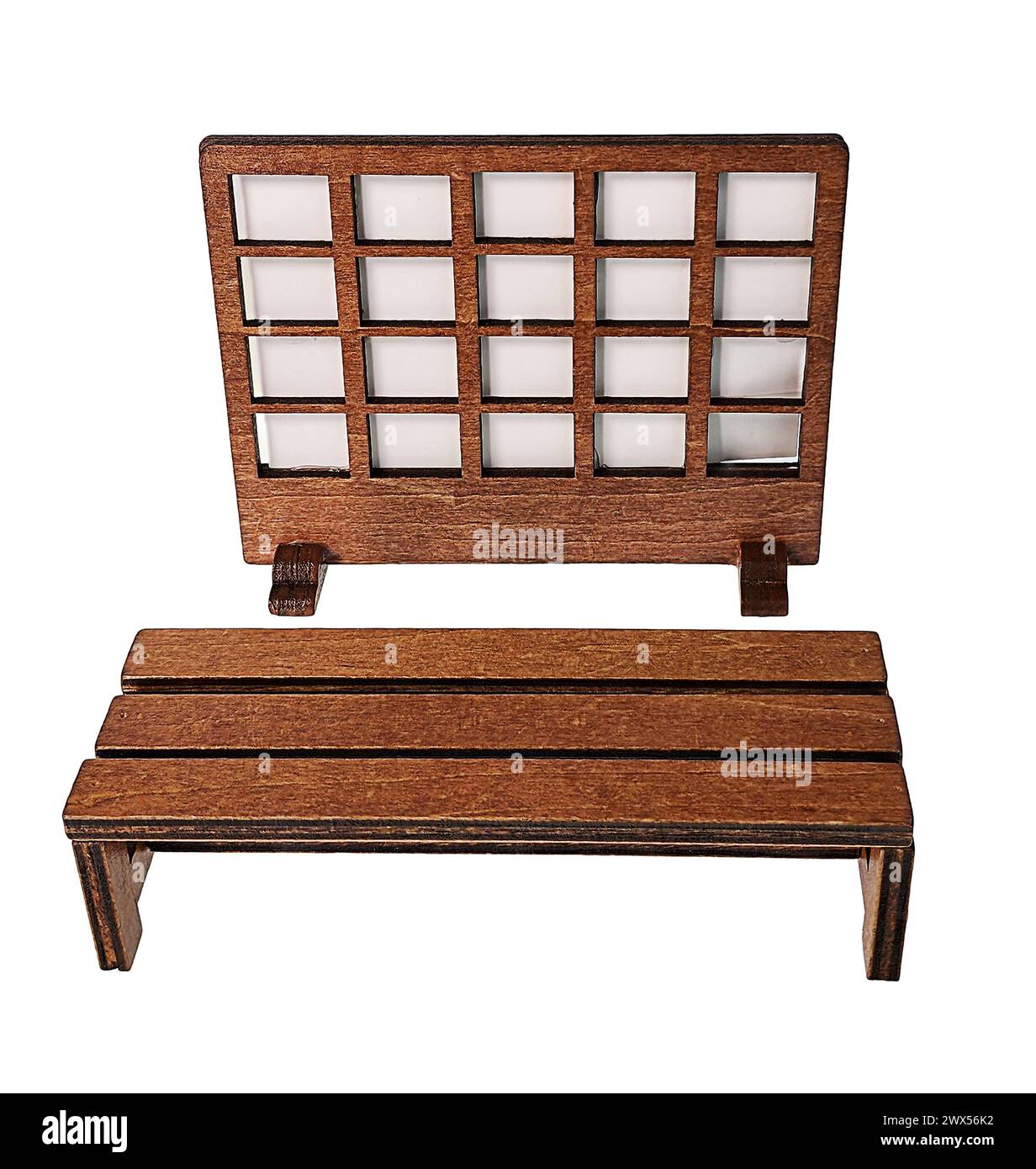 Wooden screen divider for separating a room and a horizontal bench ...