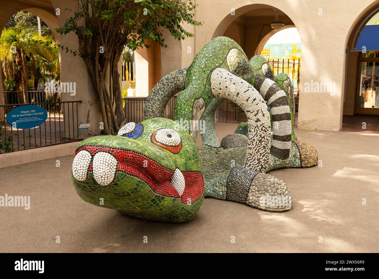 Colorful Mosaic animal Sculpture Dragon Nikigator Near Mingei Museum ...